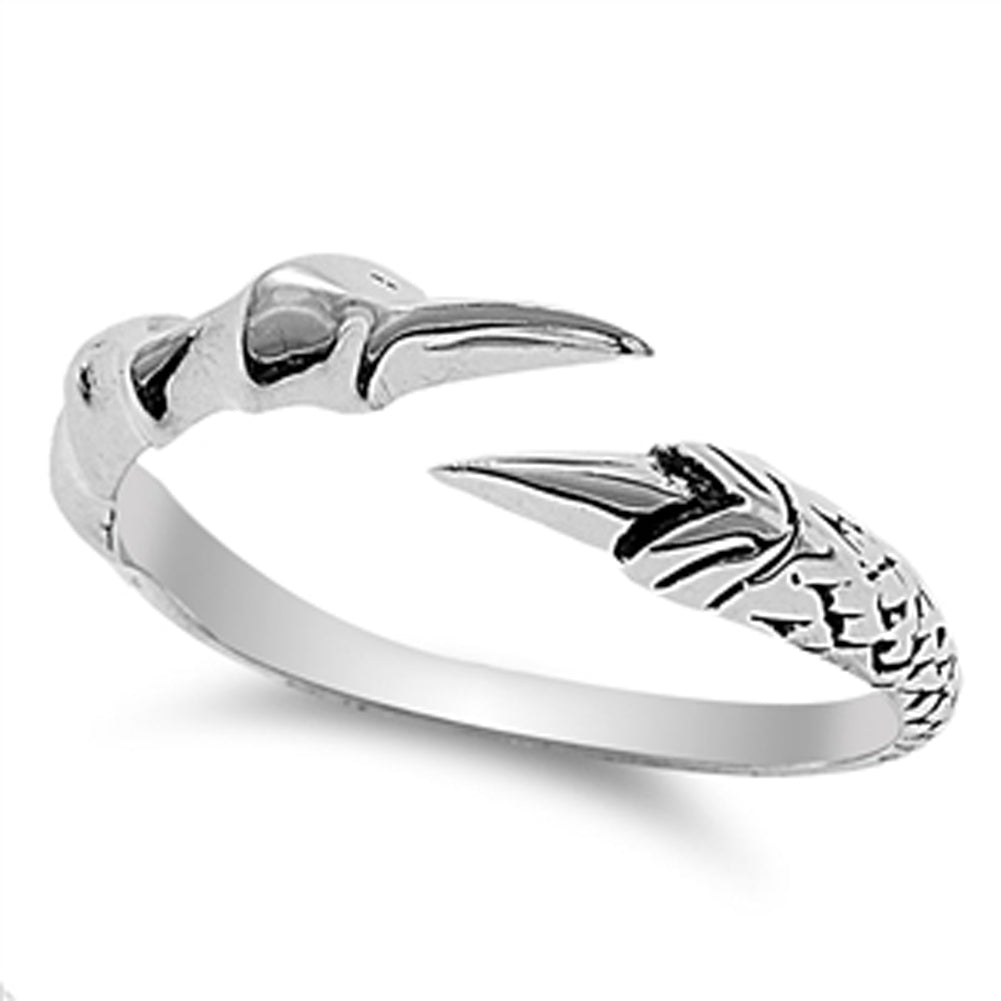 Men's Women's Open Claw Pincer Pointed Ring .925 Sterling Silver Band ...