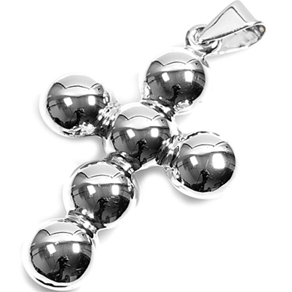 Unique Circle Bead Cross Pendant .925 Sterling Silver Beaded High ...