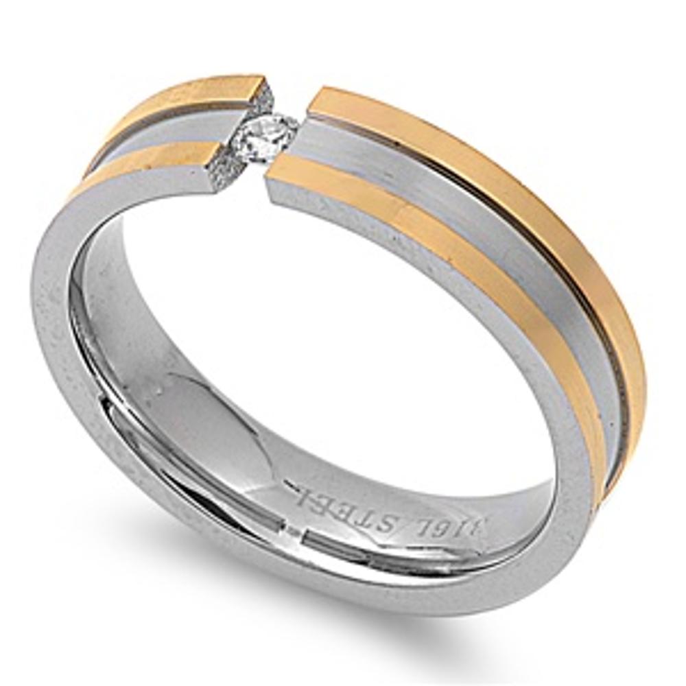 Men's Tension Wedding Ring Polished Stainless Steel Band New USA 6mm ...
