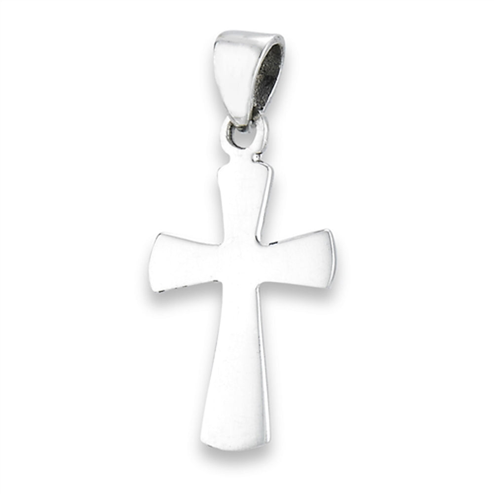 Thick Cross Pendant .925 Sterling Silver Rounded Faith Christianity Ch ...