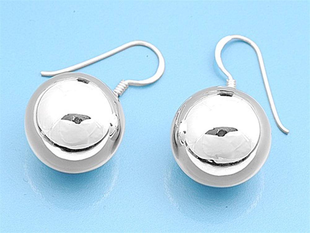 Shiny High Polish Ball Circle .925 Sterling Silver Round Sphere Earrin ...